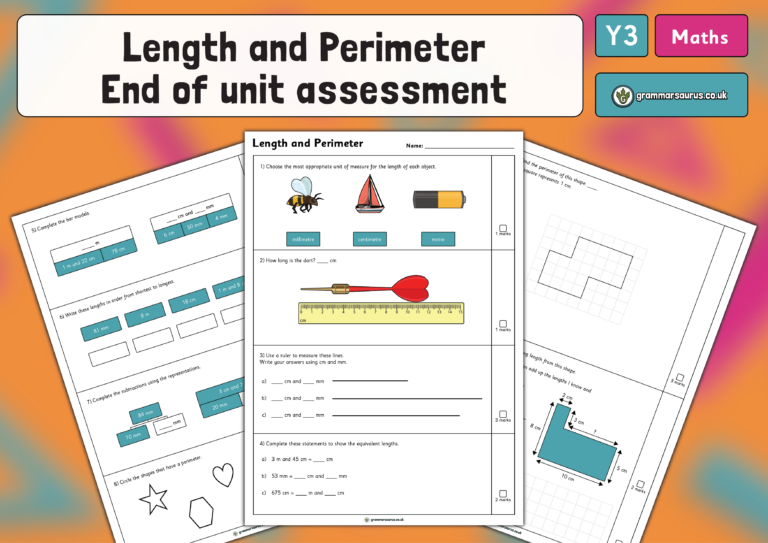 Year 3 Length and Perimeter - End of unit assessment - Grammarsaurus