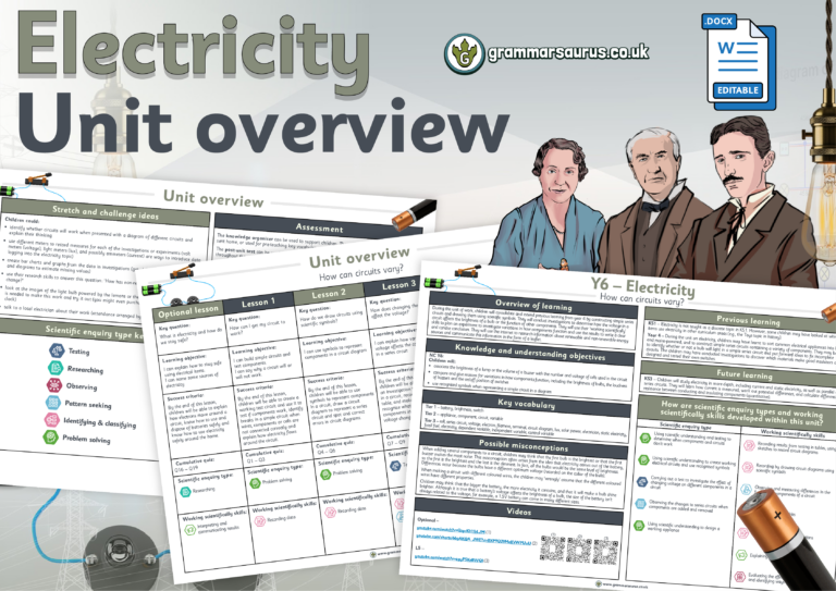 Year 6 Science - Electricity - Unit Overview - Grammarsaurus