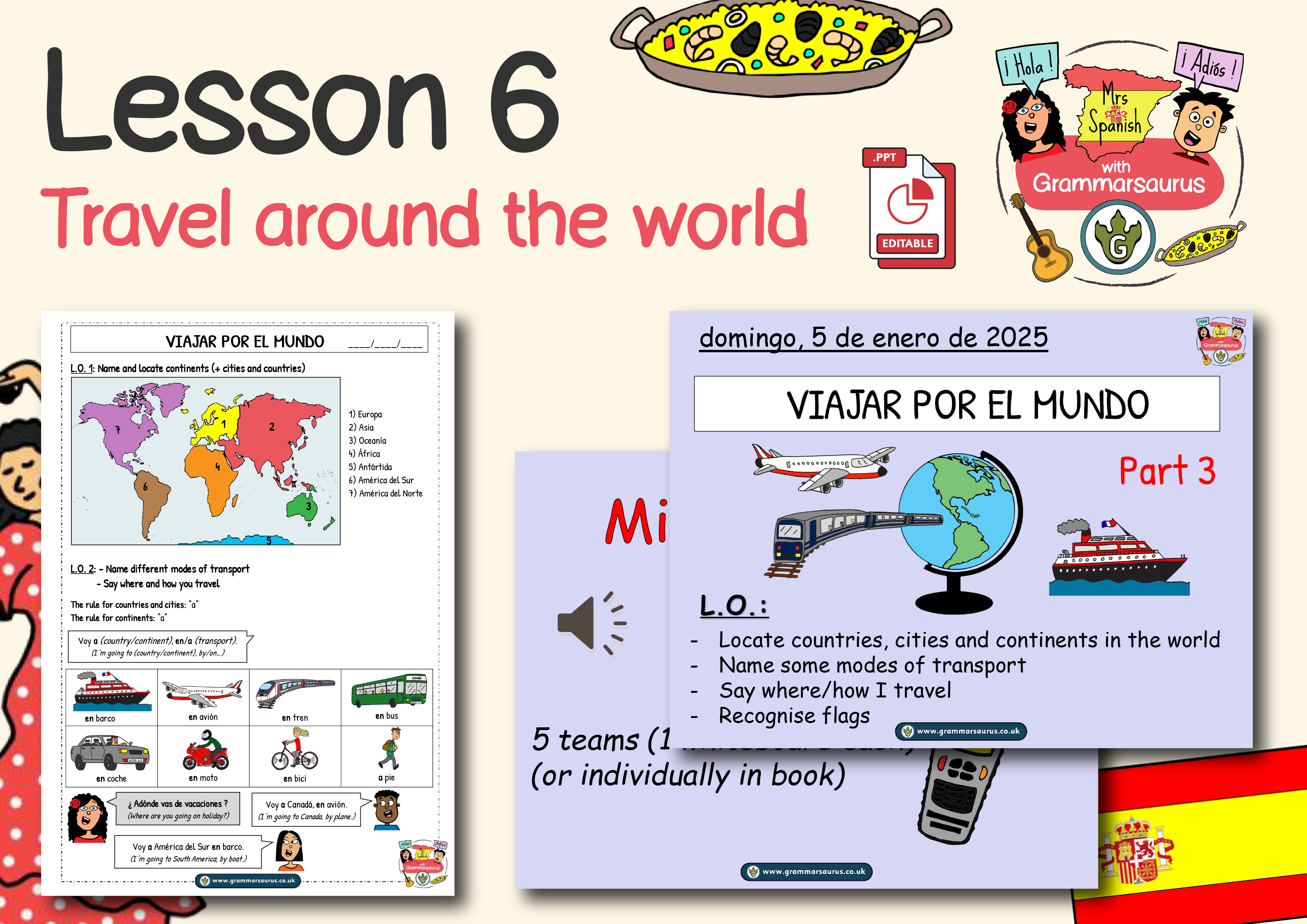 Year 5 - Travel around the world - Lesson 6 - Grammarsaurus