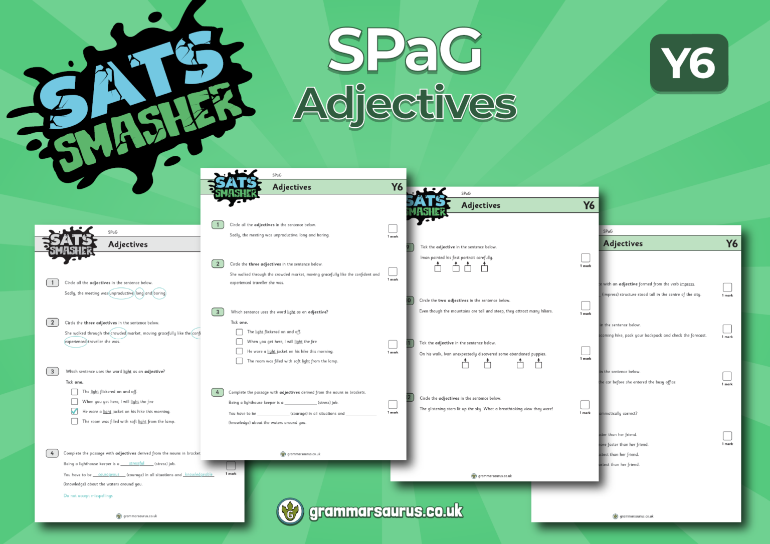Y6 SATs Smasher (SPAG): Adjectives - Grammarsaurus