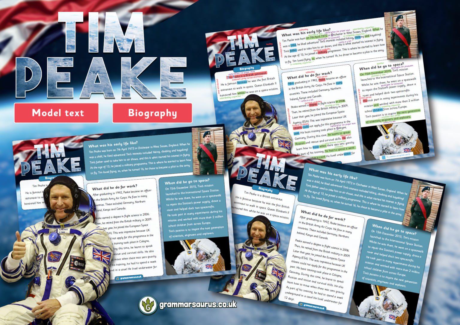Year 2 Model Text – Biography – Tim Peake - Grammarsaurus
