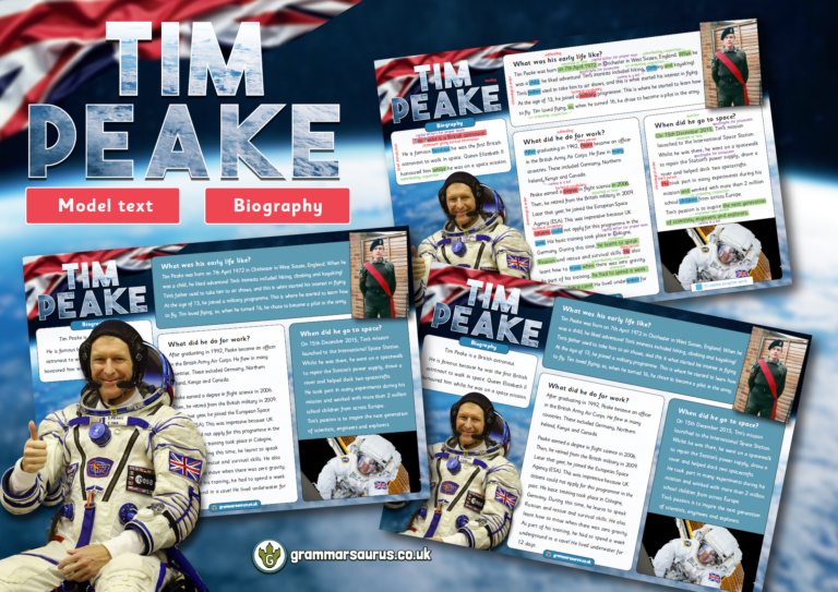 Year 2 Model Text – Biography – Tim Peake - Grammarsaurus