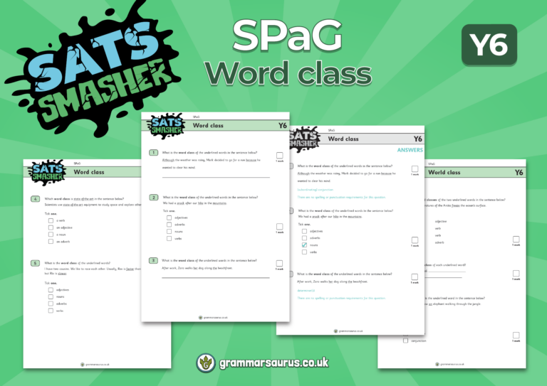 Y6 SATs Smasher (SPAG): Word class - Grammarsaurus