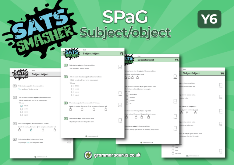 Y6 SATs Smasher (SPAG): Subject/object - Grammarsaurus
