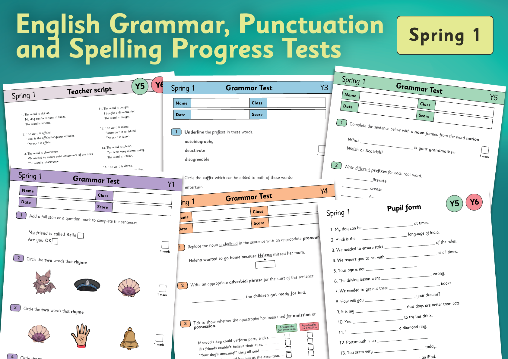 Year 6 English Grammar, Punctuation and Spelling Progress Tests ...