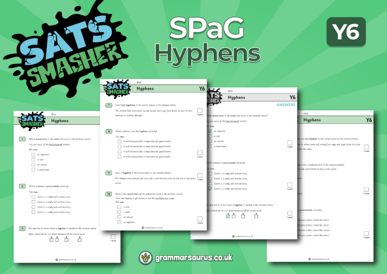 Y6 SATs Smasher (SPAG): Hyphens - Grammarsaurus