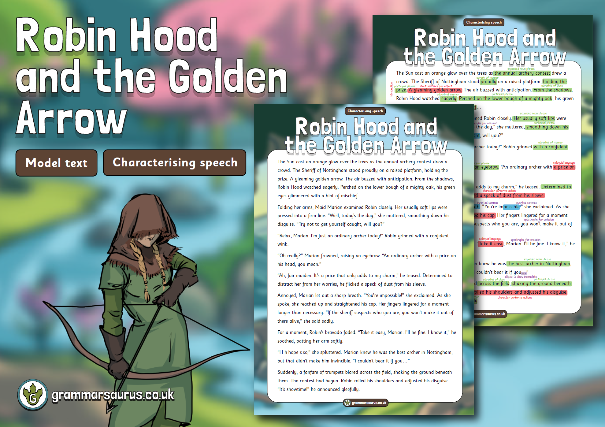 Year 4 Model Text – Characterising speech – Robin Hood and the Golden ...