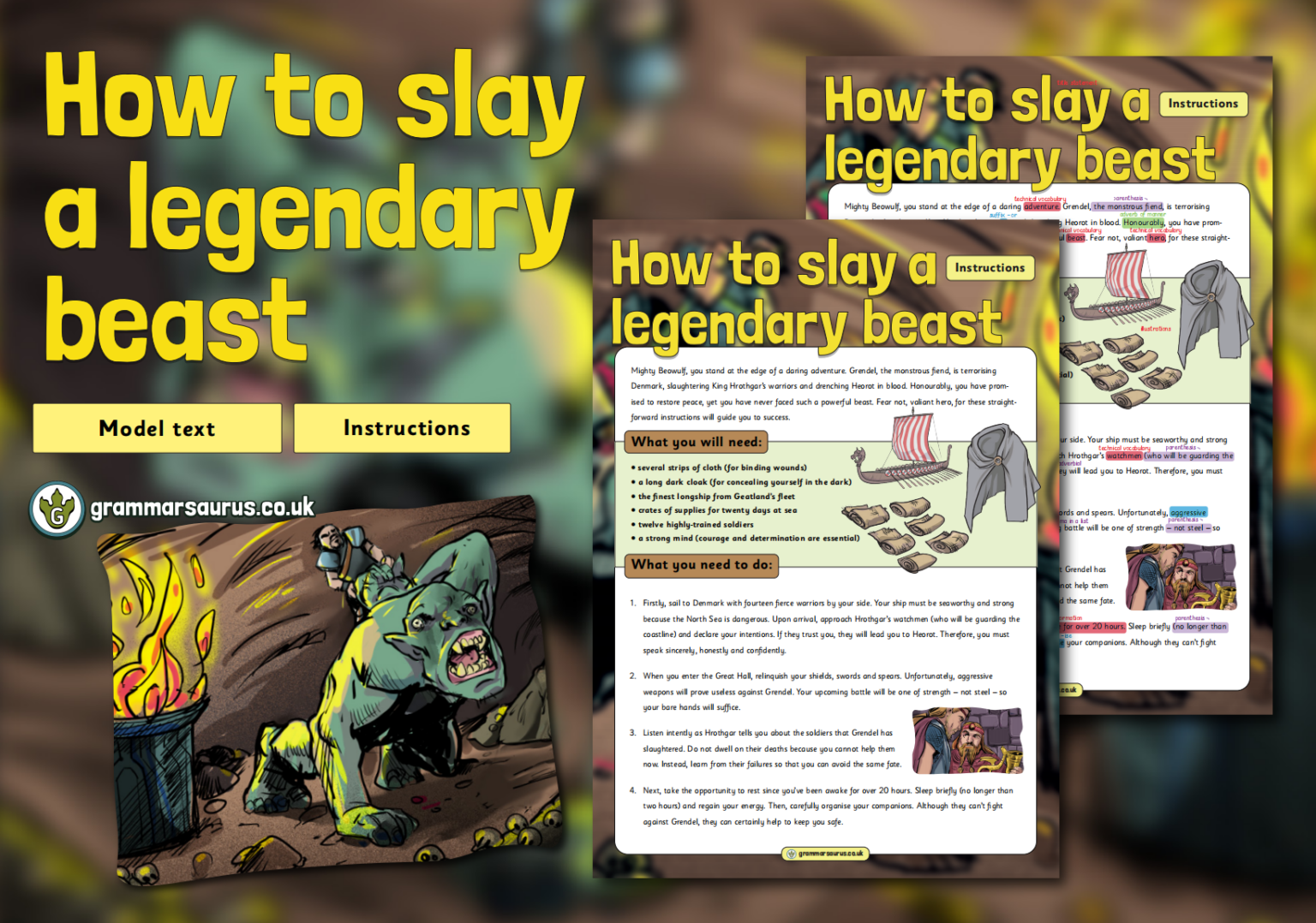 Year 5 Model Text – Instructions – How to slay a legendary beast ...