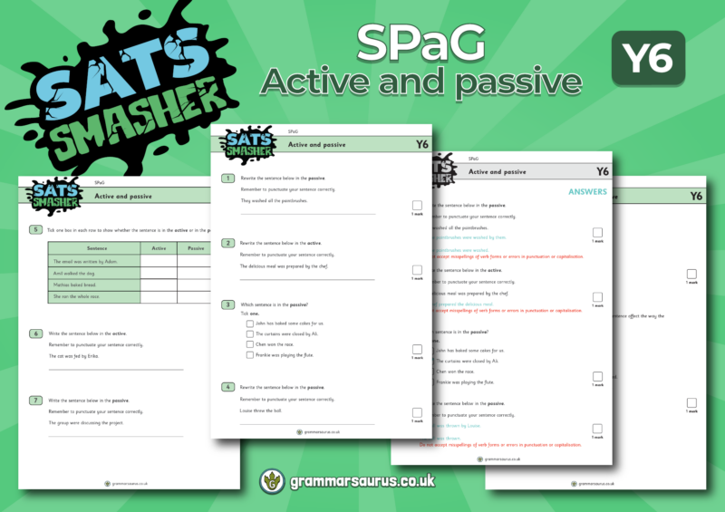 Y6 SATs Smasher (SPAG): Active and Passive - Grammarsaurus