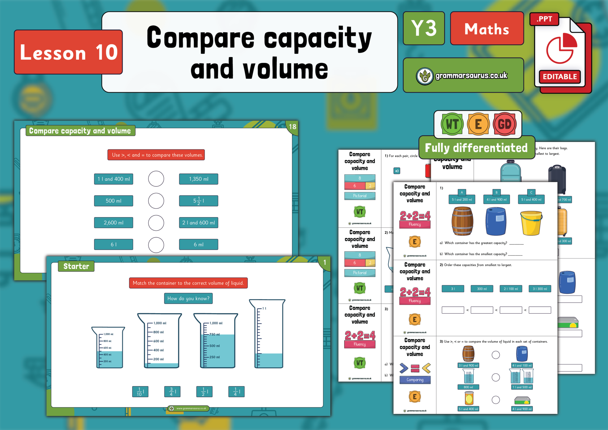 Year 3 Mass and Capacity -Compare capacity and volume - Lesson 10 ...