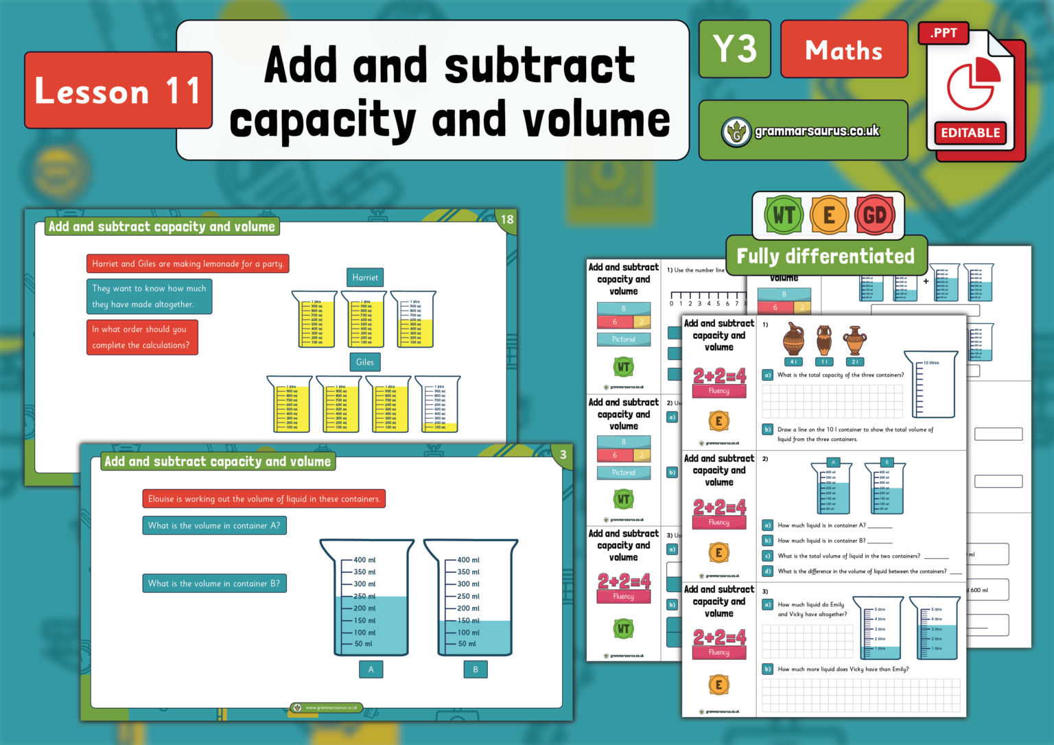 Year 3 Mass and Capacity - Add and subtract capacity and volume ...
