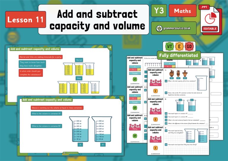 Year 3 Mass and Capacity -Add and subtract capacity and volume - Lesson ...