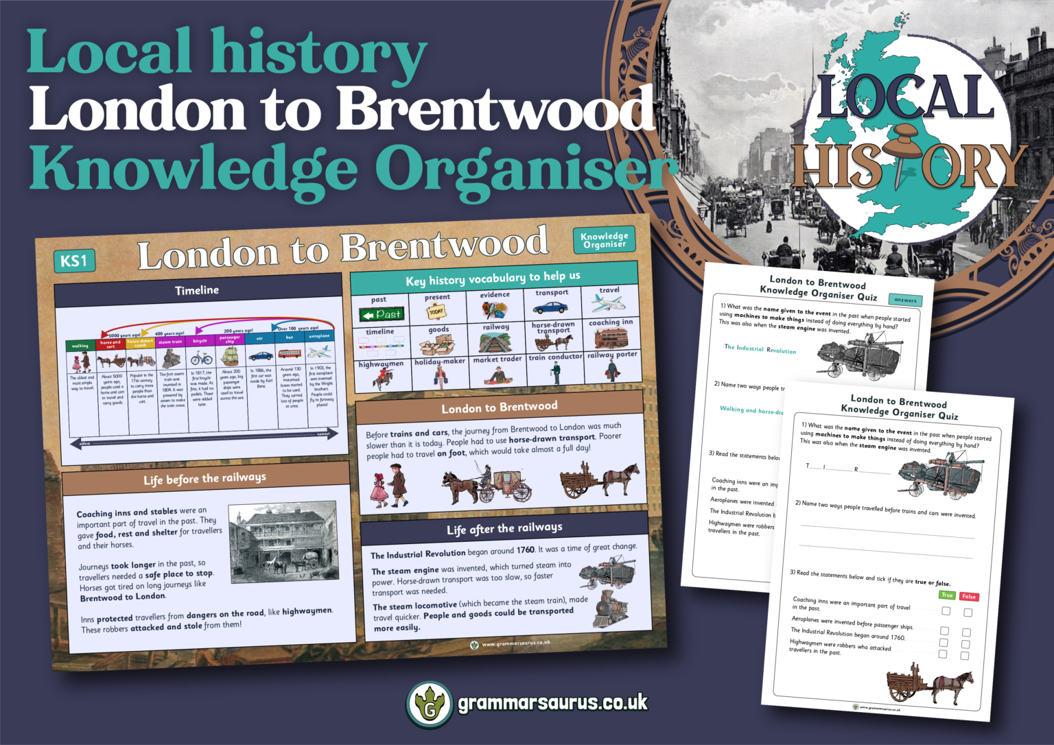 KS1 Local history - London to Brentwood - Knowledge Organiser ...