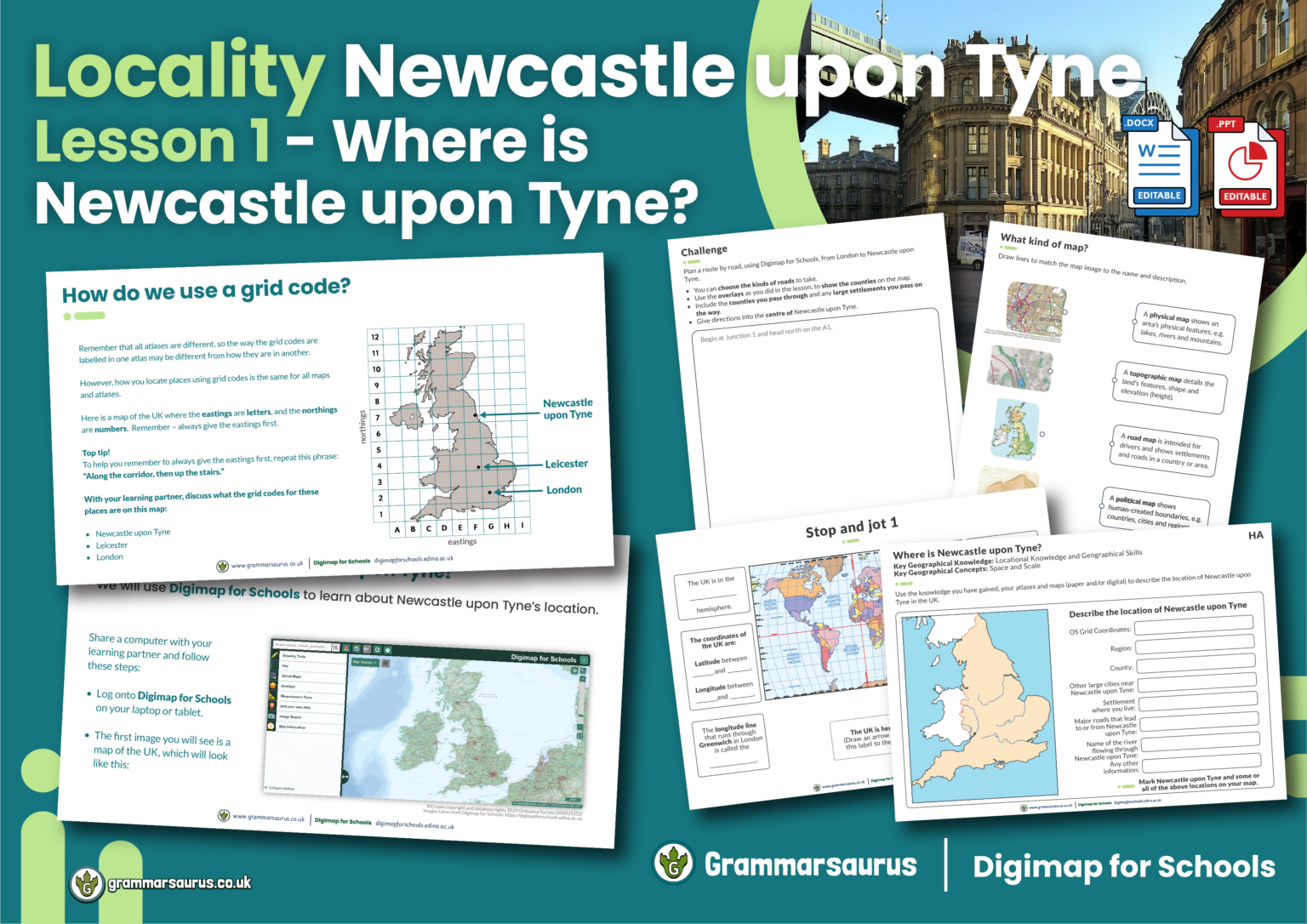 Y4 Locality Unit - Where is Newcastle-upon-Tyne? Lesson 1 - Grammarsaurus