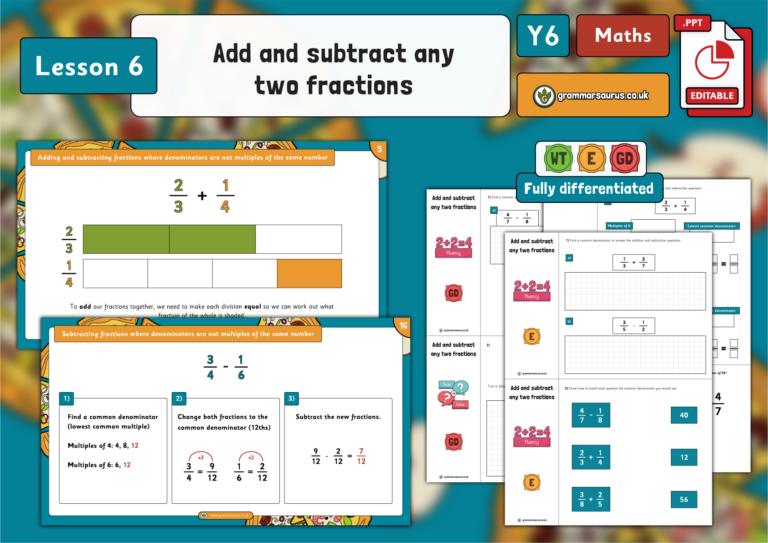 Year 6 Fractions A - Add and subtract fractions (2) - Lesson 6 ...
