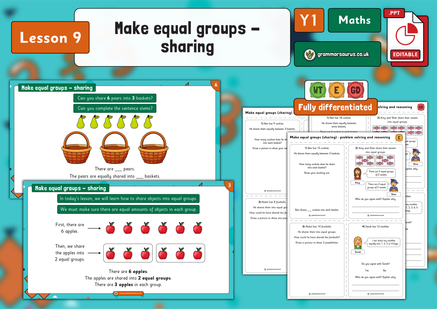 Year 1 Multiplication and Division - Make equal groups - Sharing ...