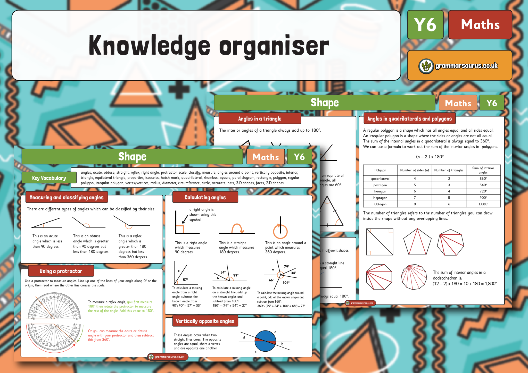 Year 6 Properties of Shape - Knowledge organiser - Grammarsaurus