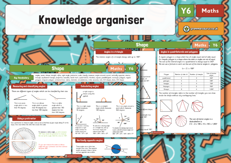 Year 6 Properties of Shape - Knowledge organiser - Grammarsaurus