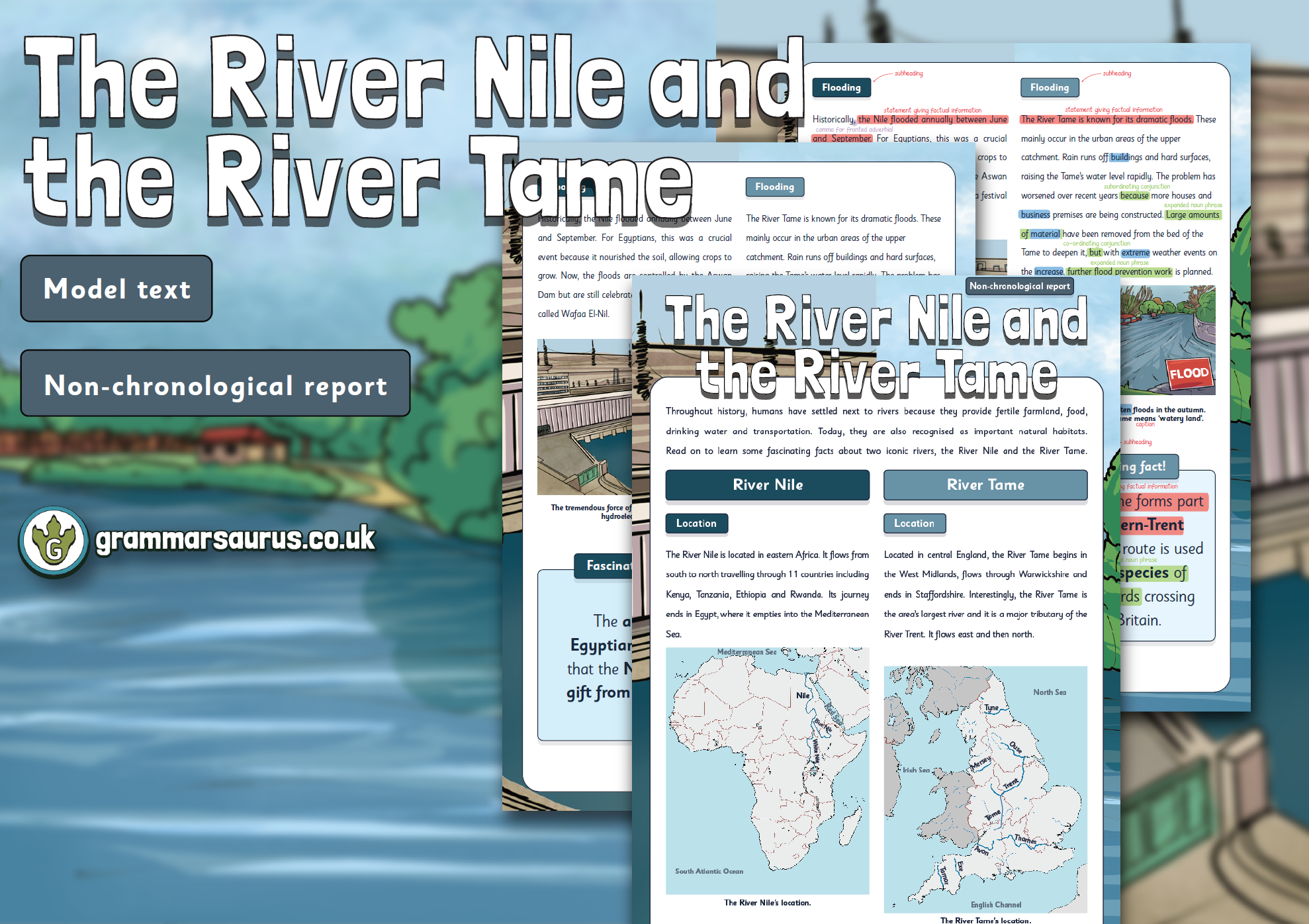 Year 4 Model Text - Non-chronological report - The River Nile and the River Tame - Grammarsaurus