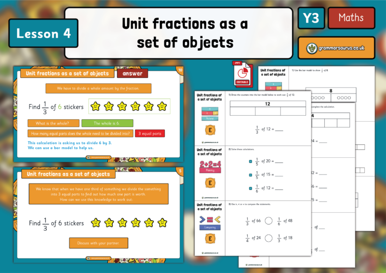 Year 3 Fractions B - Unit fractions as a set of objects - Lesson 4 ...