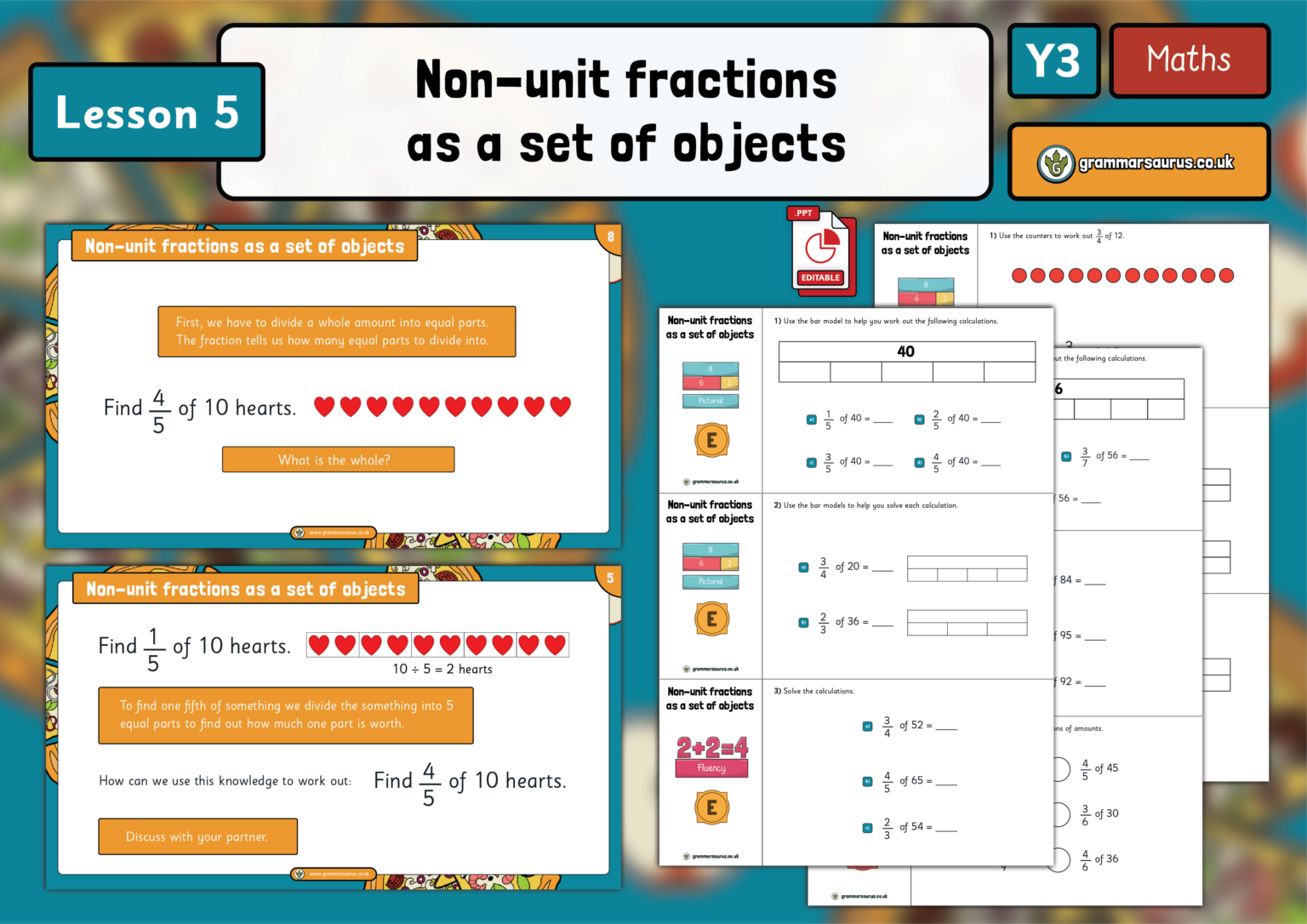 Year 3 Fractions B - Non-unit fractions as a set of objects - Lesson 5 ...