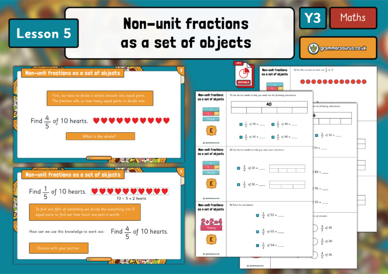Year 3 Fractions B - Non-unit fractions as a set of objects - Lesson 5 ...