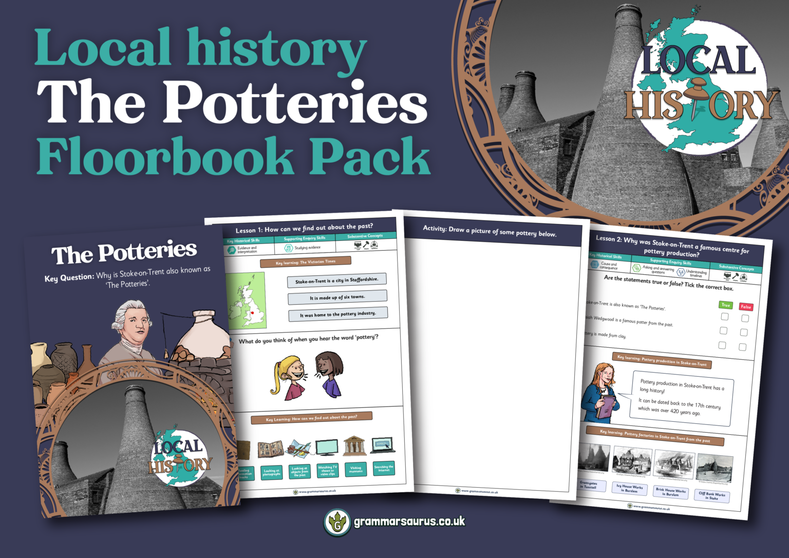 KS1 Local history – The Potteries – Floorbook Pack - Grammarsaurus