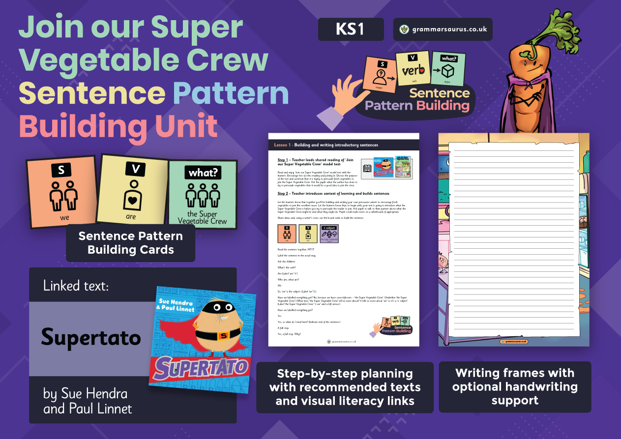 Join our Super Vegetable Crew Sentence Pattern Building Unit ...
