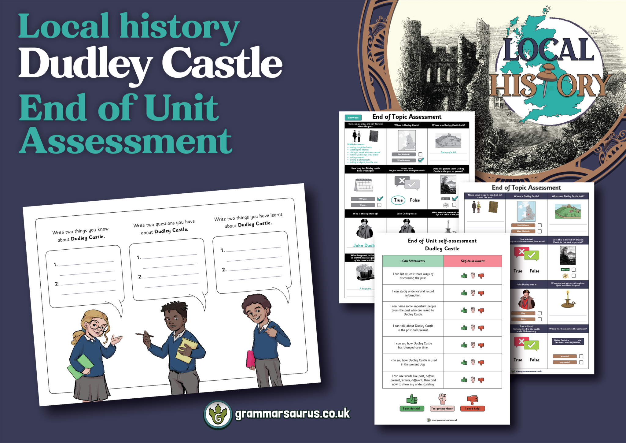 KS1 Local history - Dudley Castle - End of unit assessment - Grammarsaurus