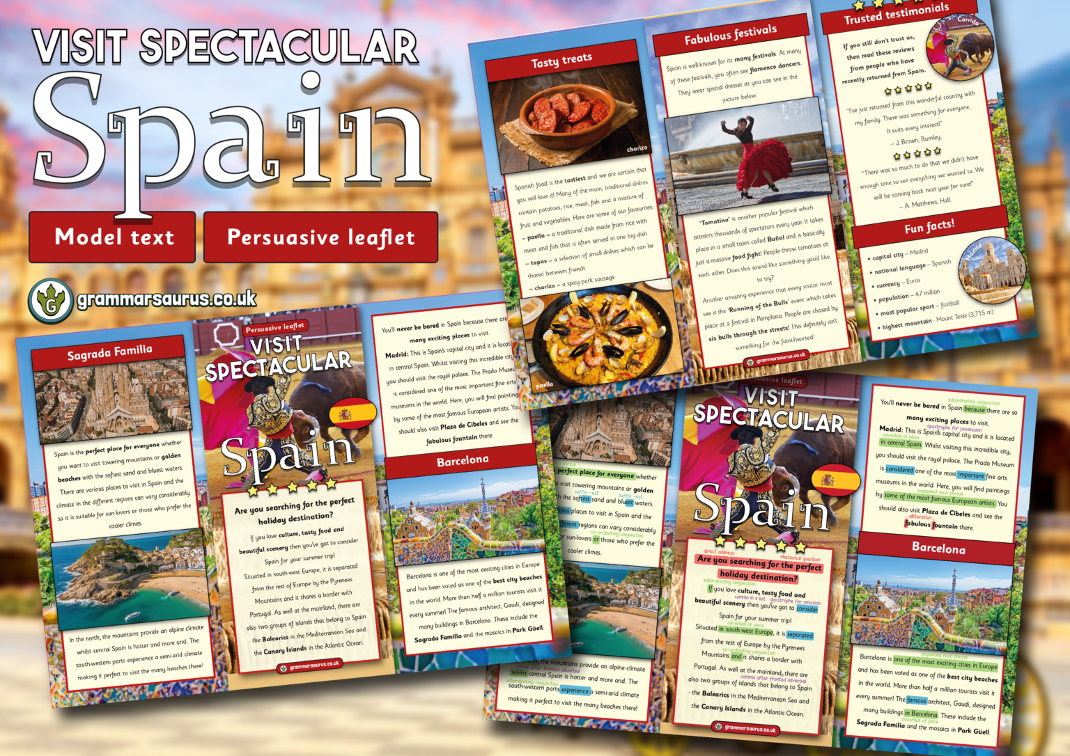 Year 4 Model Text – Persuasive leaflet – View spectacular Spain ...