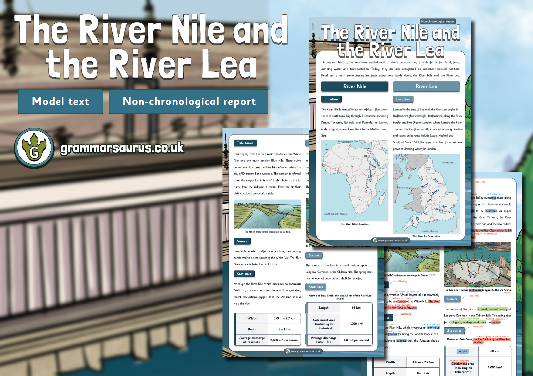 Year 4 Model Text - Non-chronological report - The River Nile and the River Lea - Grammarsaurus