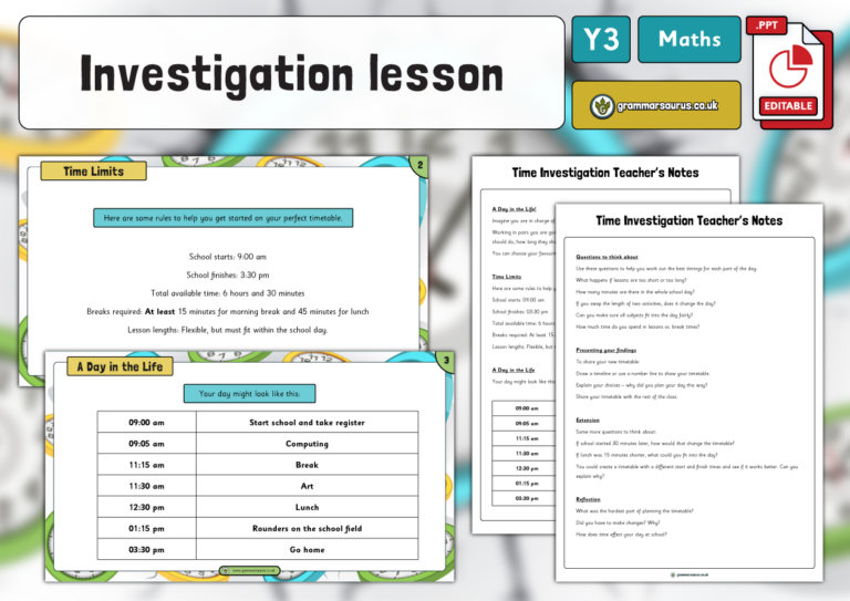 Year 3 Time - Investigation lessons - Grammarsaurus
