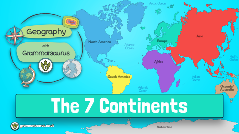 Geography with Grammarsaurus - 7 Continents - Grammarsaurus