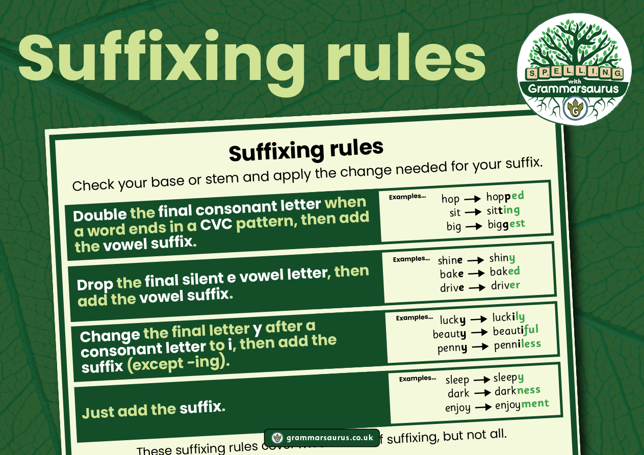 Suffixing rules - Grammarsaurus