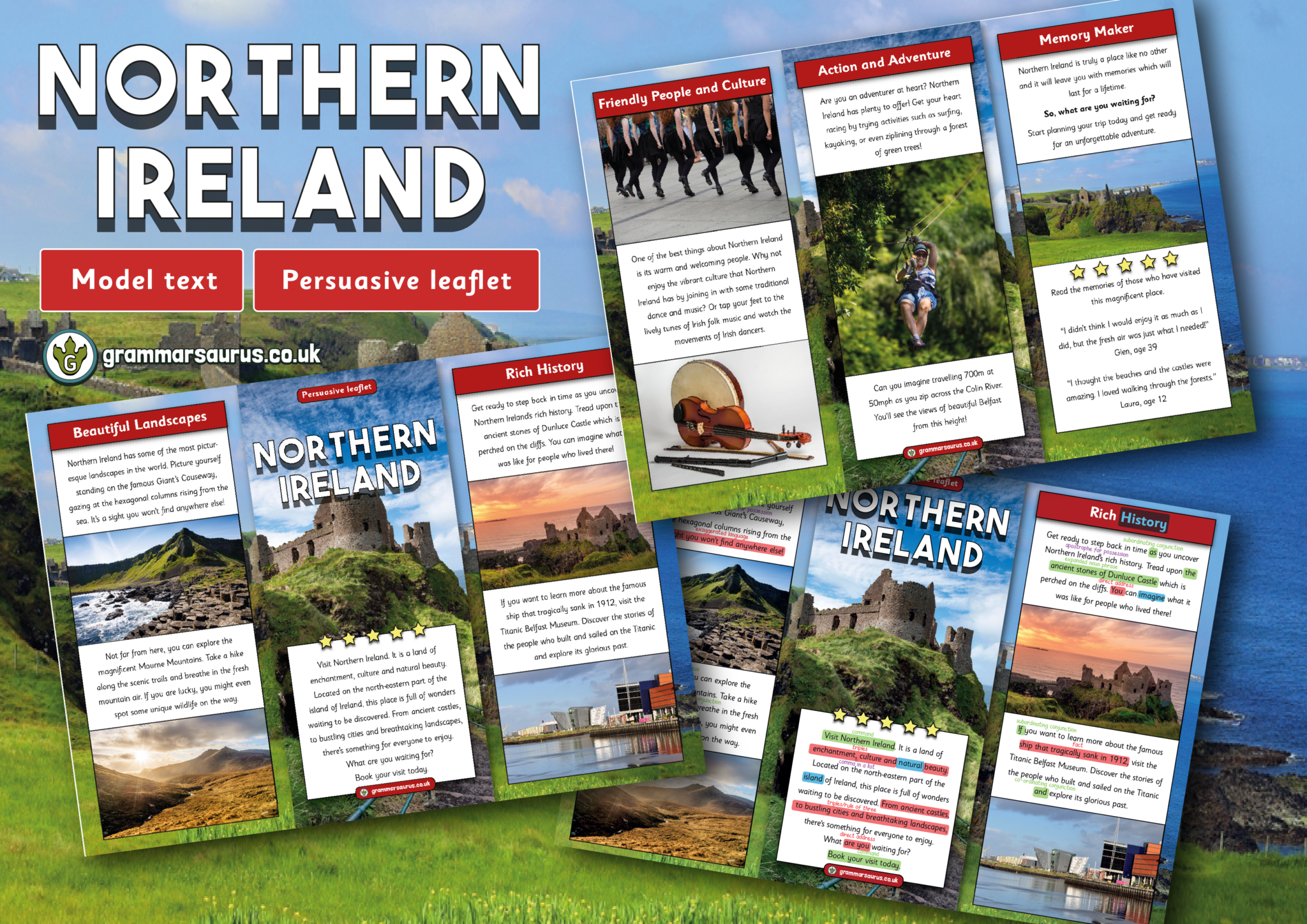Year 3 Model Text – Persuasive leaflet – Northern Ireland - Grammarsaurus