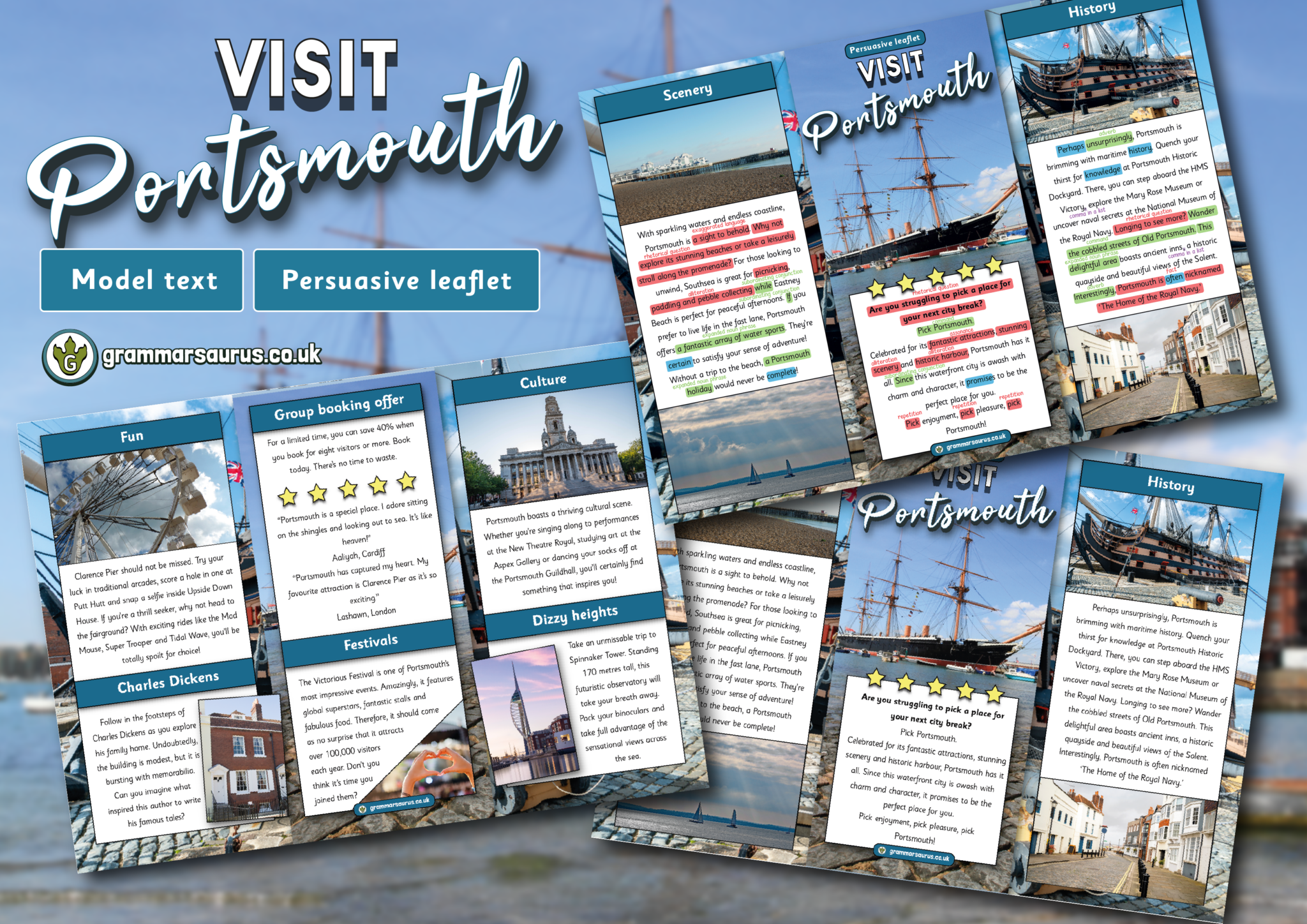 Year 4 Model Text – Persuasive leaflet – Visit Portsmouth - Grammarsaurus