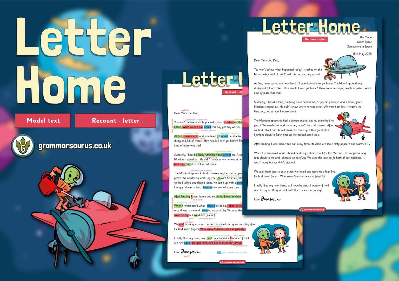 Year 2 Model Text – Recount – Letter – Letter Home - Grammarsaurus