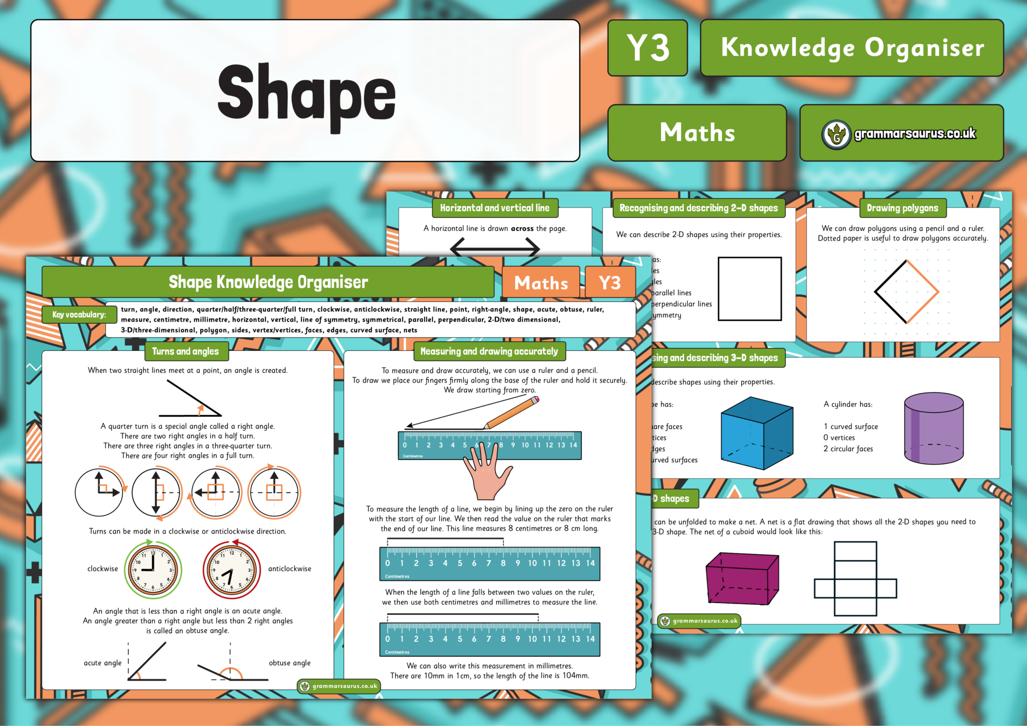 Year 3 Shape – Knowledge organiser - Grammarsaurus