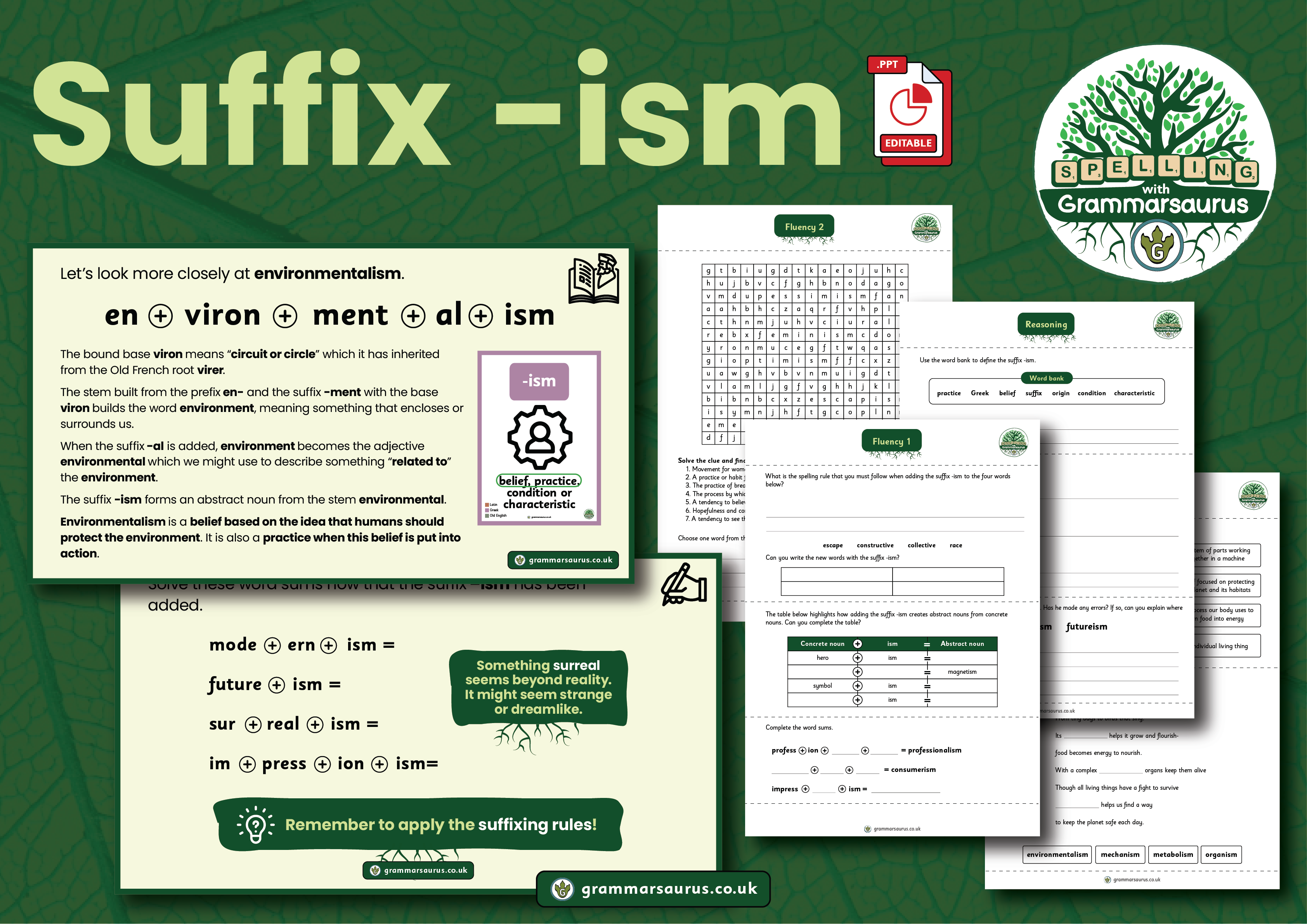 Y6 Objective 4 (Suffix -ism) - Grammarsaurus