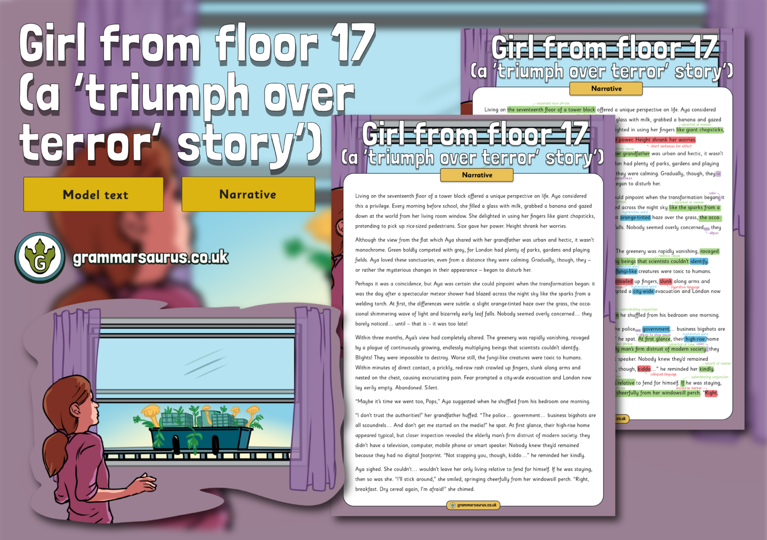 Year 6 Model Text - Narrative - Girl from floor 17 (a 'triumph over ...
