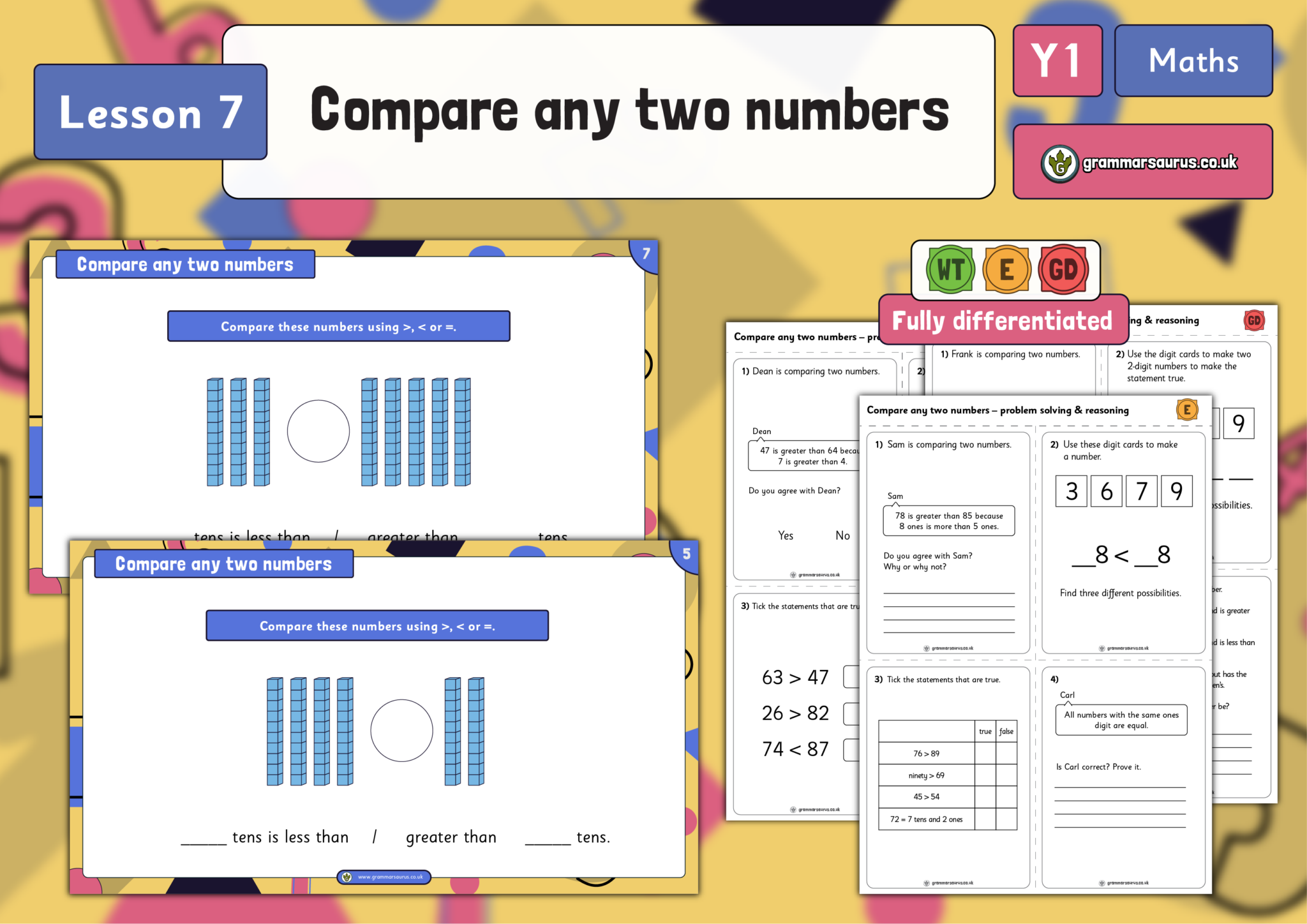 Year 1 Place Value (within 100) – Compare any two numbers – Lesson 7 ...