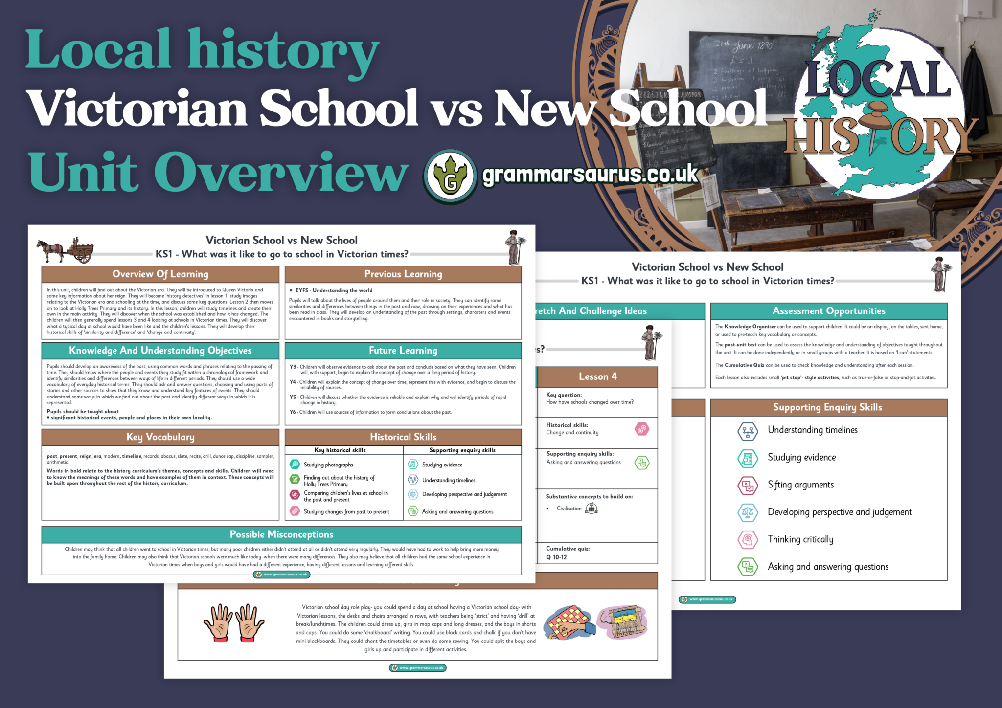 KS1 Local history - Victorian school vs New school - Unit overview ...