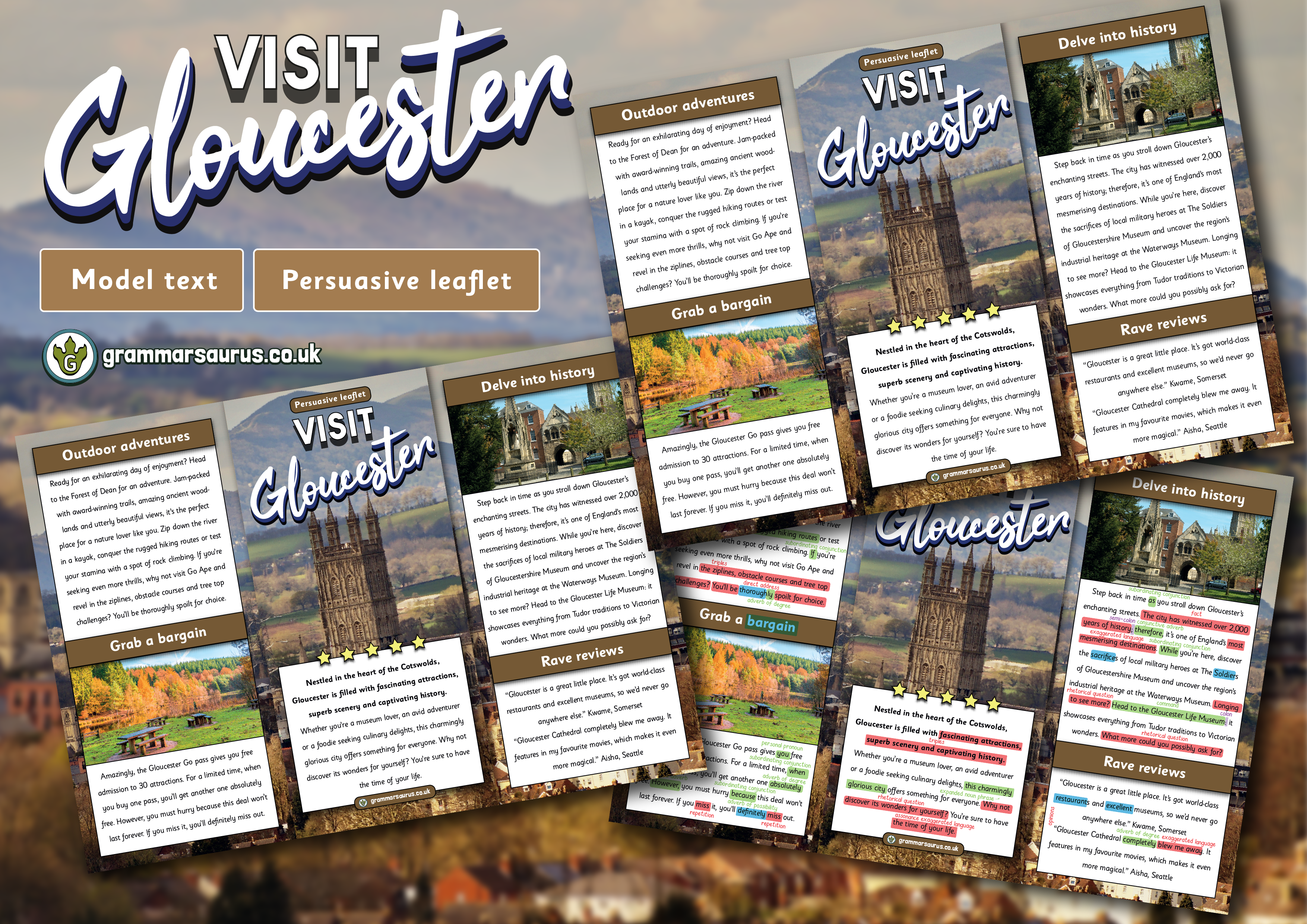 Year 6 Model Text – Persuasive advert – Visit Gloucester - Grammarsaurus