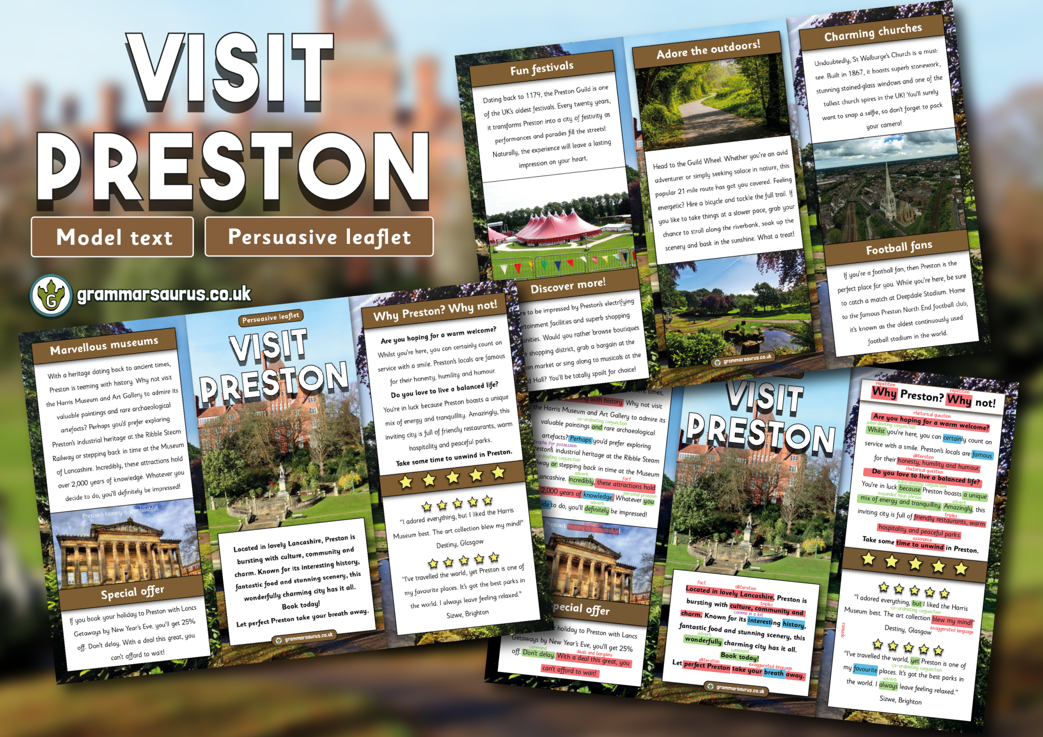 Year 4 Model Text – Persuasive leaflet – Visit Preston - Grammarsaurus