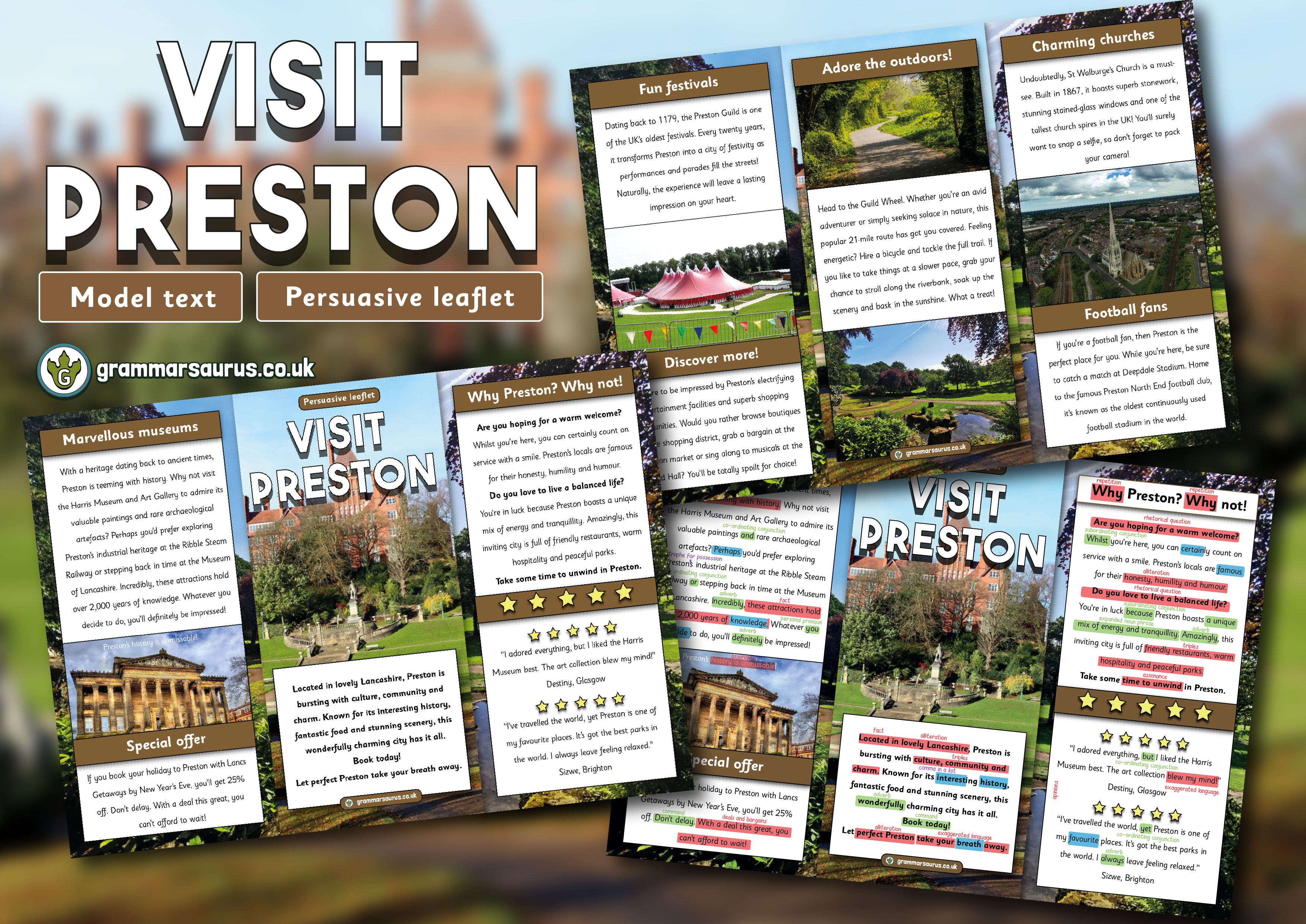 Year 4 Model Text – Persuasive leaflet – Visit Preston - Grammarsaurus