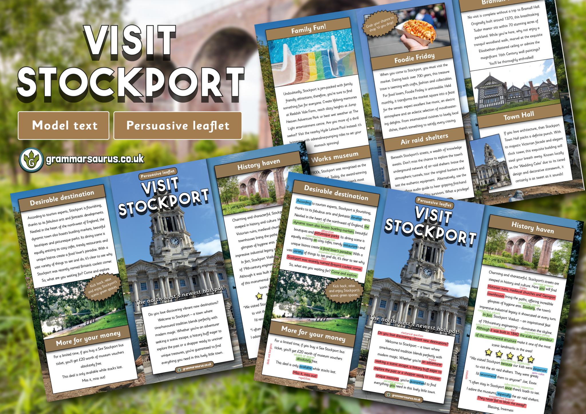 Year 6 Model Text – Persuasive leaflet – Visit Stockport - Grammarsaurus