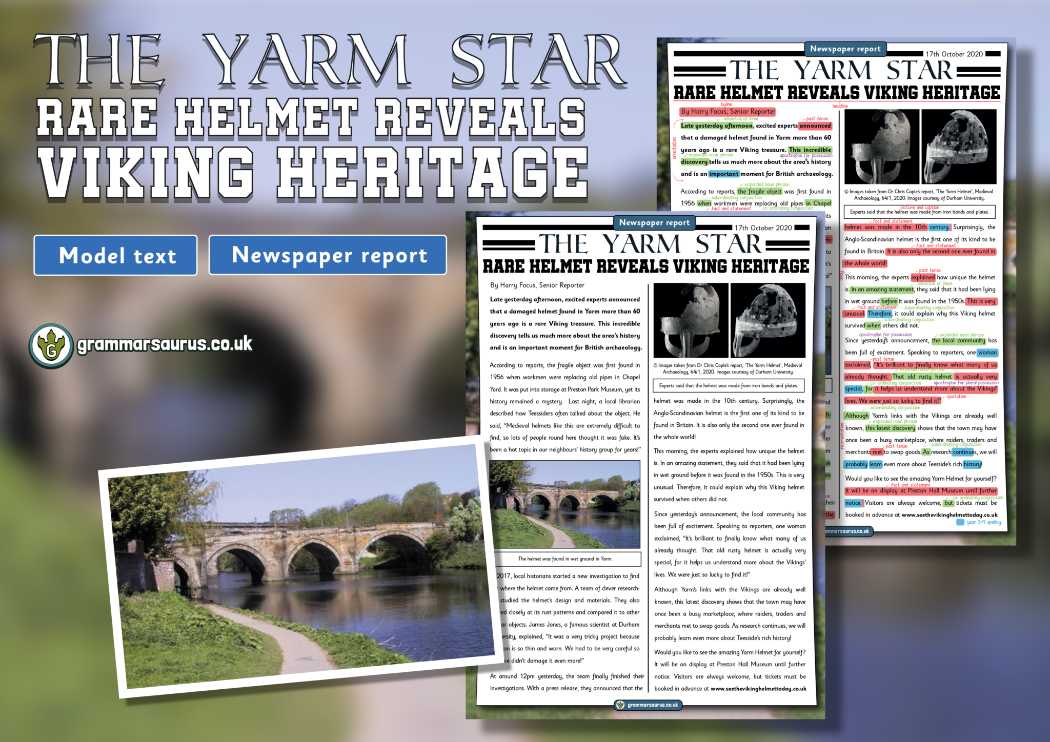 Year 4 Model Text – Newspaper report – The Yarm Star: Rare Helmet ...