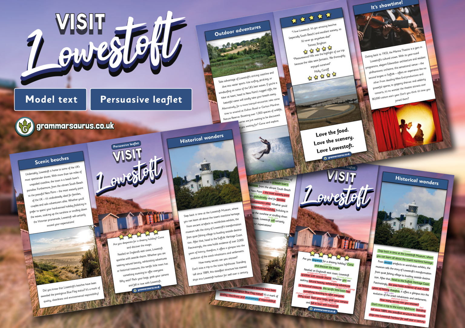 Year 6 Model Text – Persuasive leaflet – Visit Lowestoft - Grammarsaurus