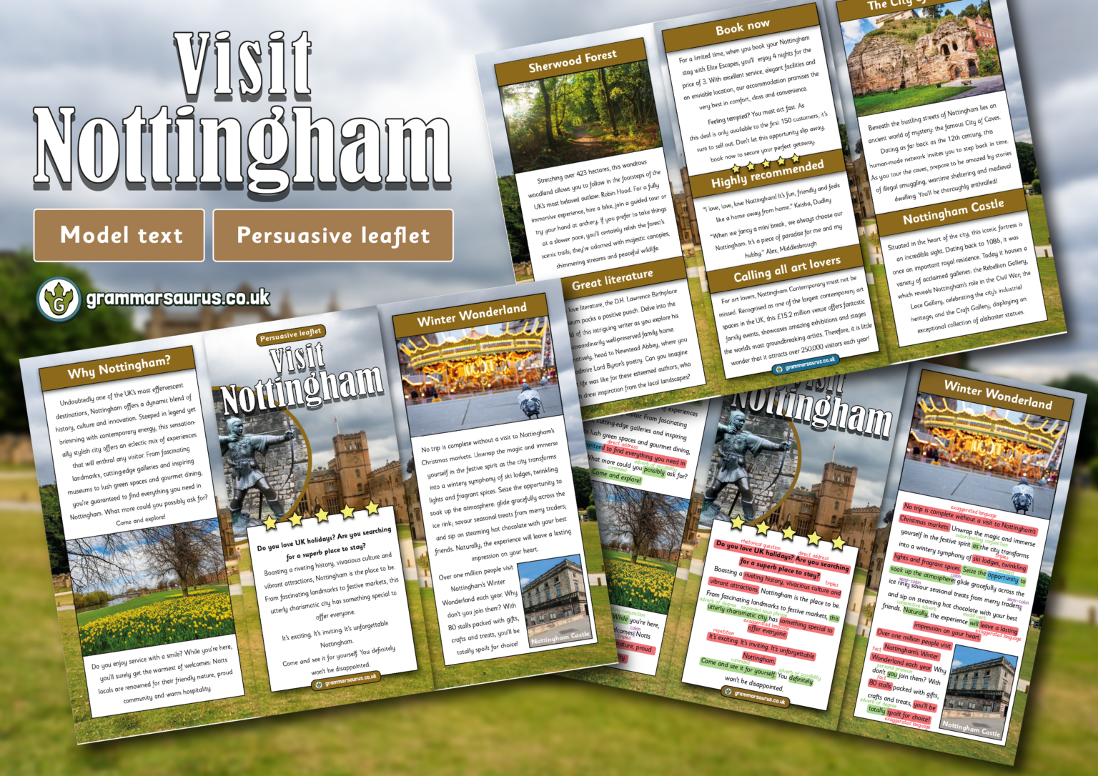 Year 6 Model Text – Persuasive leaflet – Visit Nottingham - Grammarsaurus