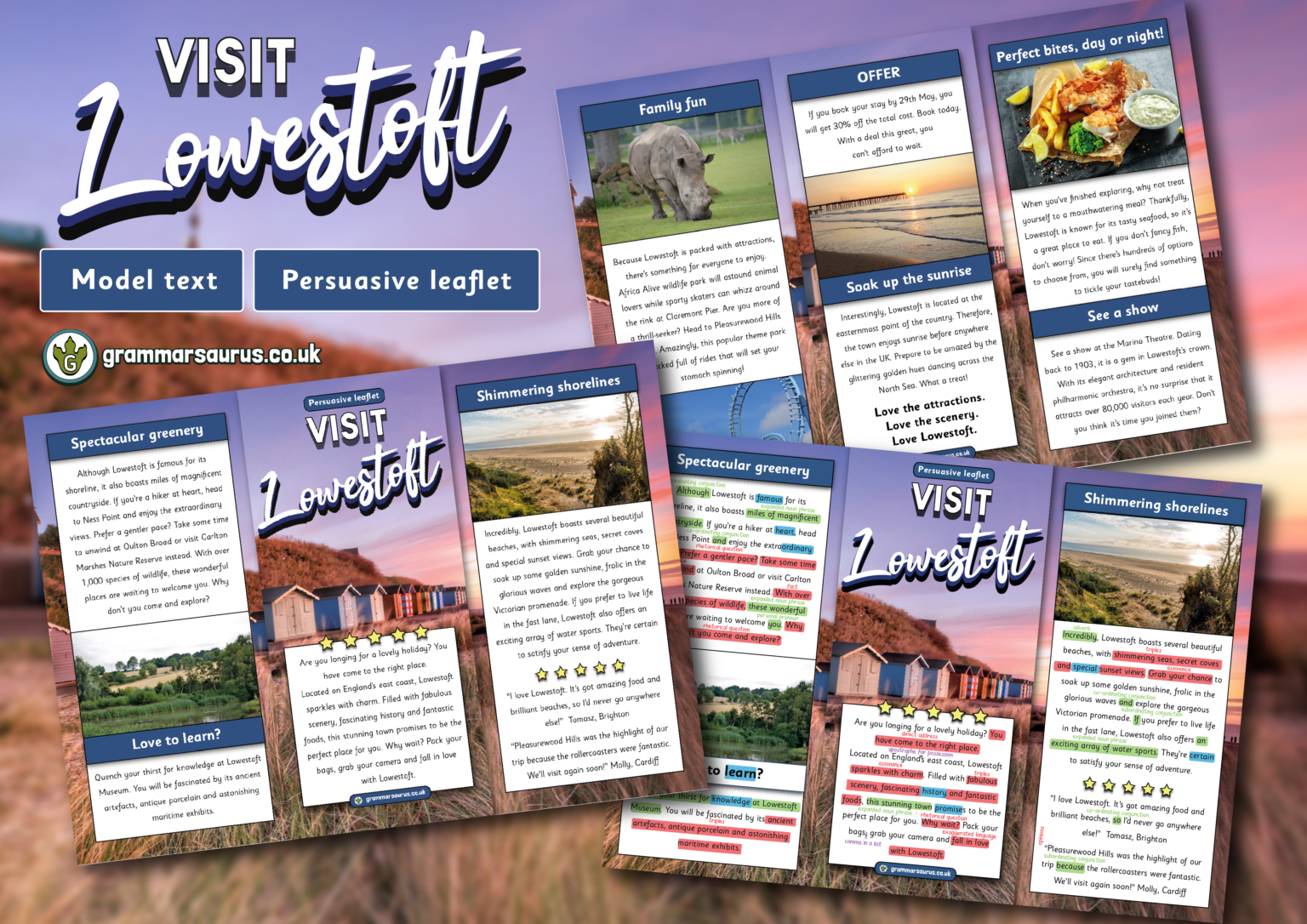 Year 4 Model Text – Persuasive leaflet – Visit Lowestoft - Grammarsaurus